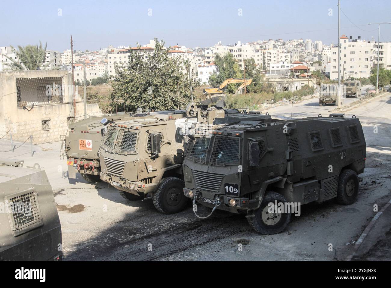 Tulkarem, Palestine. 07th Nov, 2024. Israeli military vehicles seen on ...
