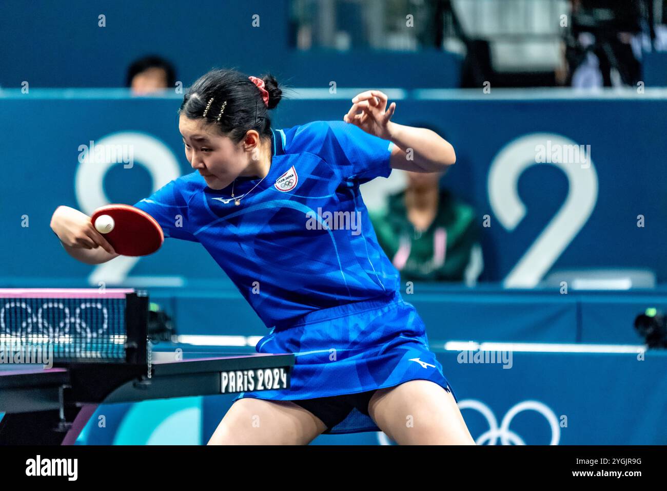 Table tennis – women's team gold medal singles match. Miwa Harimoto ...