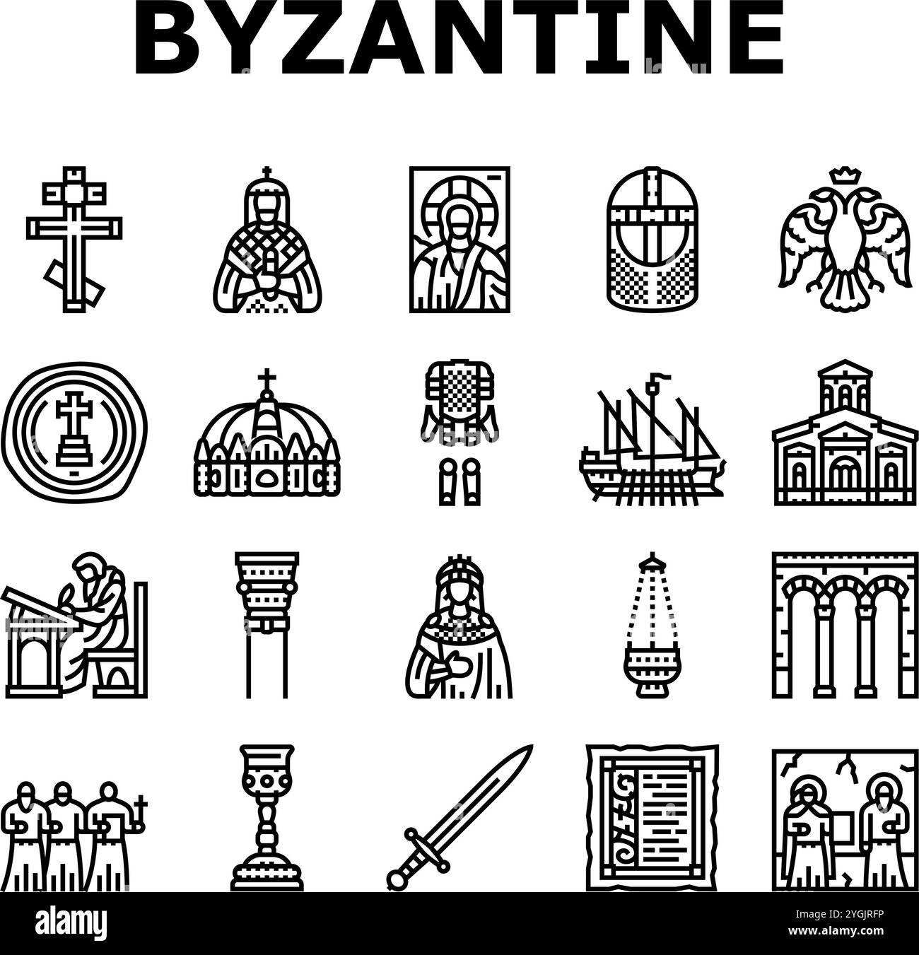 byzantium empire justinian icons set vector Stock Vector Image & Art ...