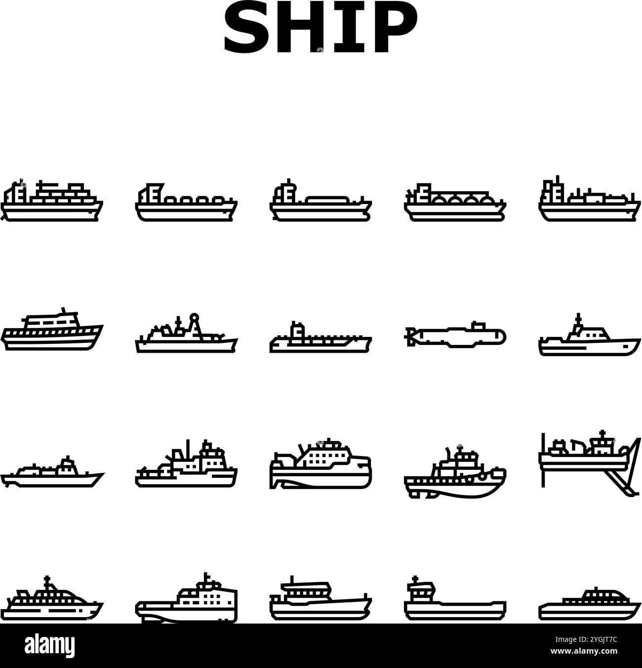 ship cargo maritime navigation icons set vector Stock Vector Image ...
