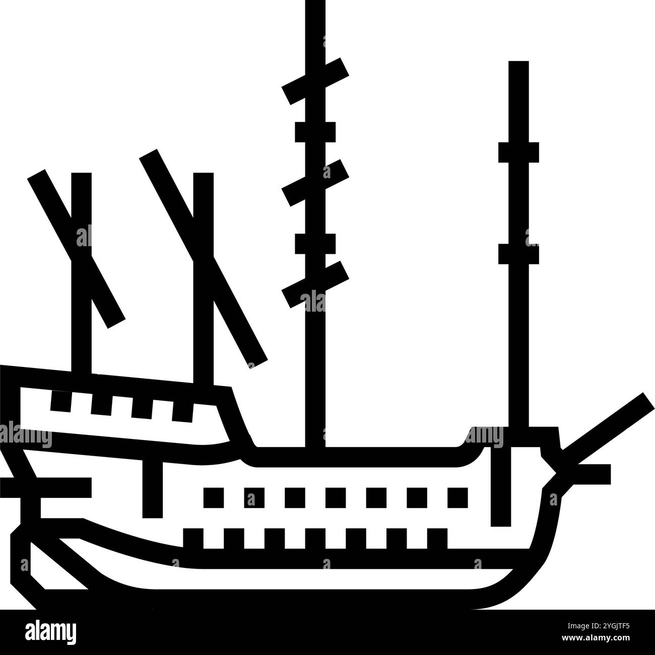 bireme ancient ship line icon vector illustration Stock Vector Image ...