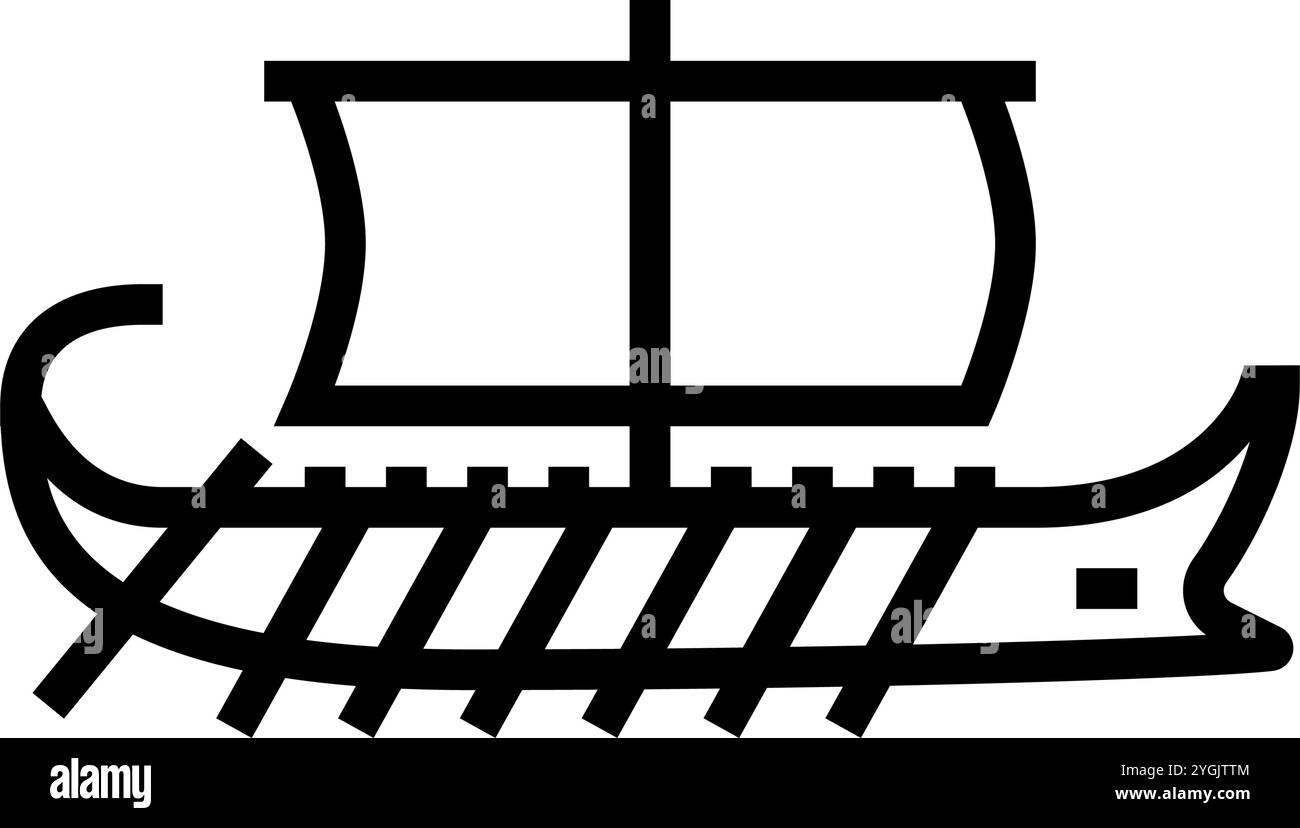 longship ancient ship line icon vector illustration Stock Vector Image ...