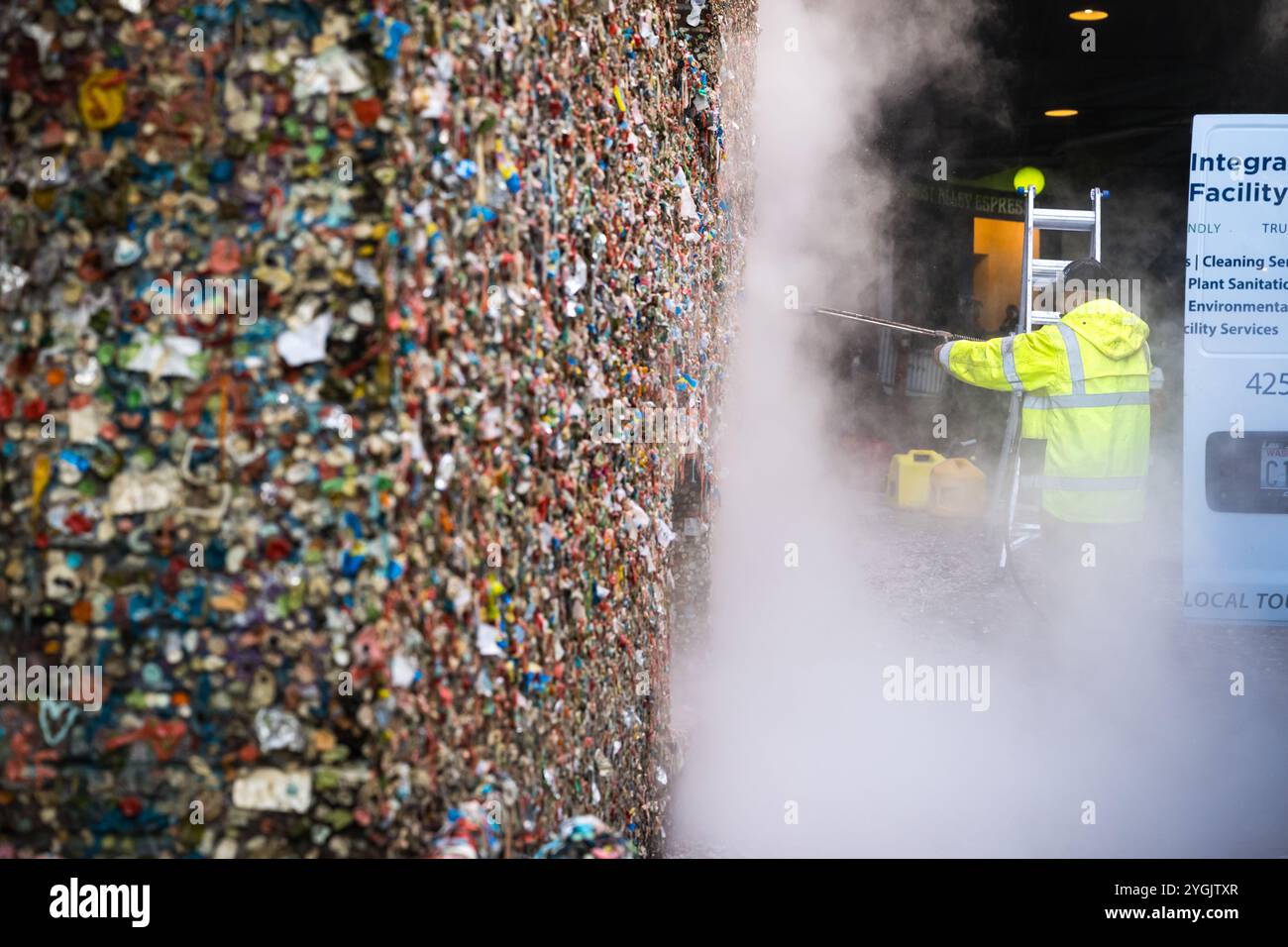Seattle, USA. 7th Nov, 2024. The 4-day cleaning of the famous Gum Wall ...