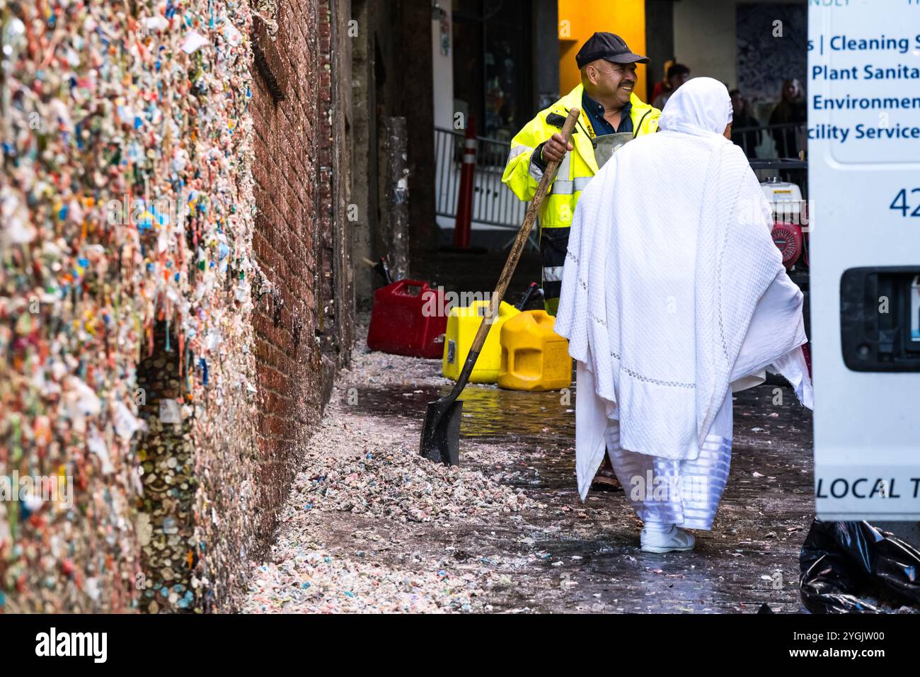 Seattle, USA. 7th Nov, 2024. The 4-day cleaning of the famous Gum Wall ...