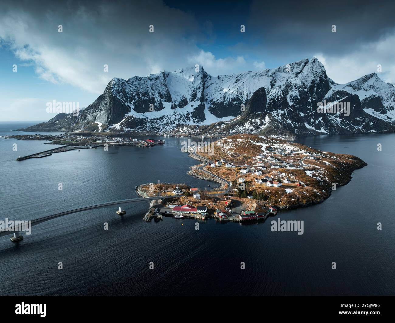 Lofoten, Norway, winter, fjord, mountains, Sakrisøy Stock Photo - Alamy