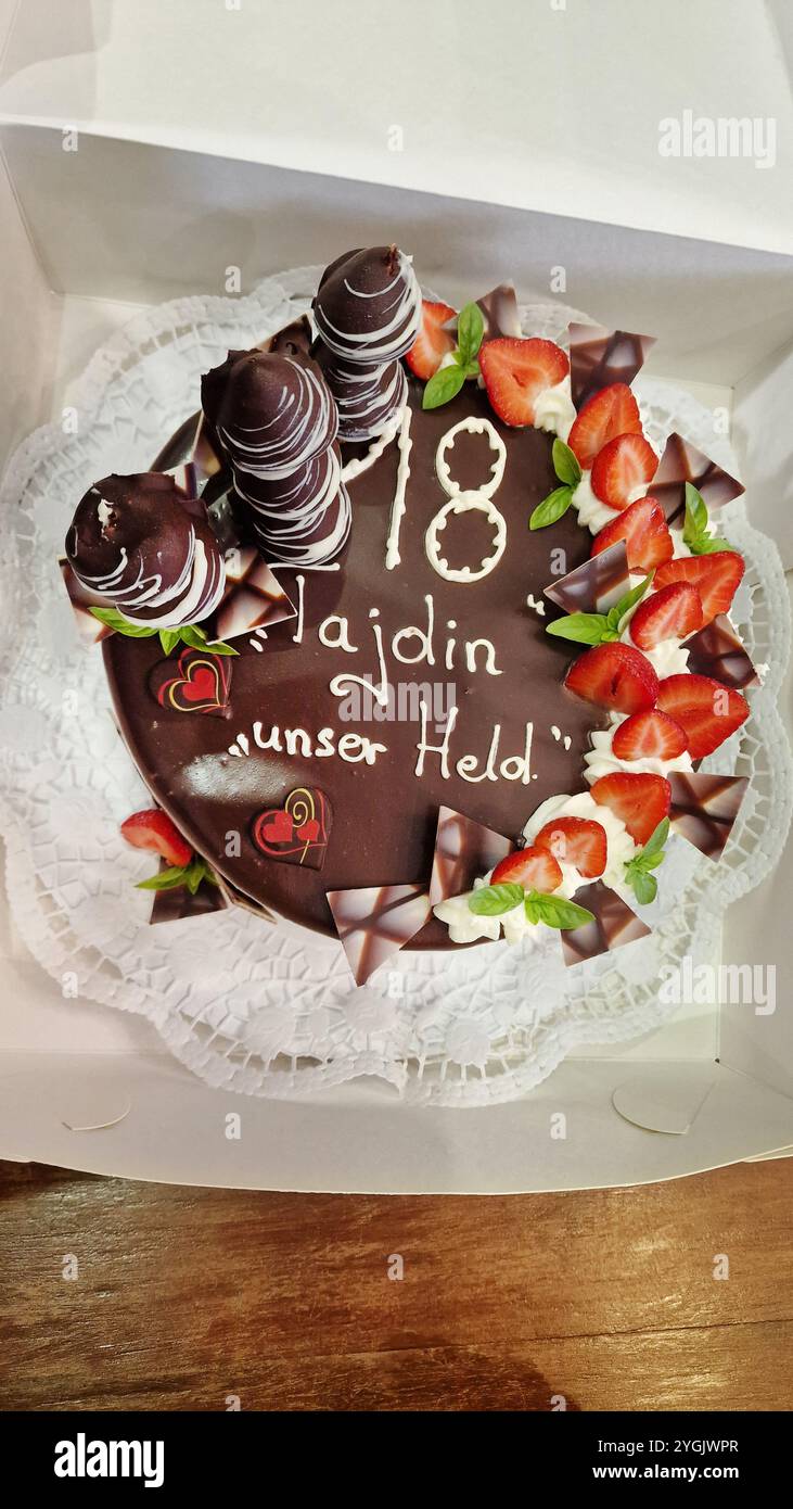beautifully decorated chocolate cake for the 18th birthday, Germany ...