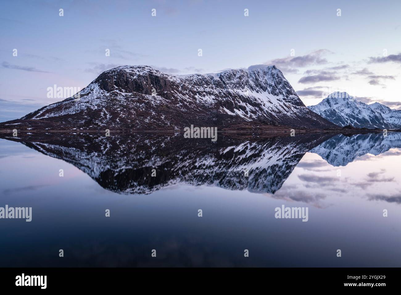 Lofoten, Norway, winter, fjord, reflection, mountain Stock Photo - Alamy