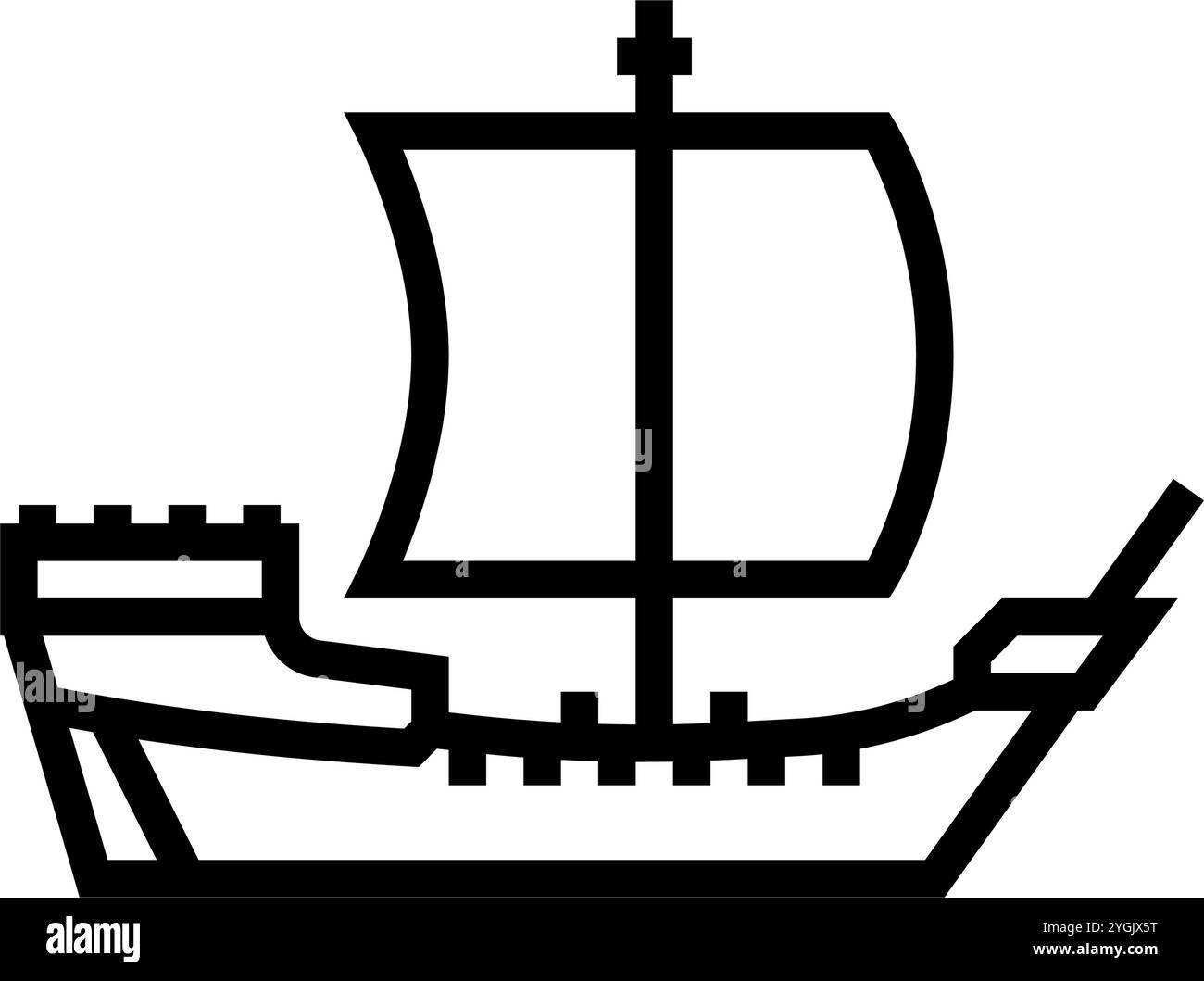 brigantine ancient ship line icon vector illustration Stock Vector ...