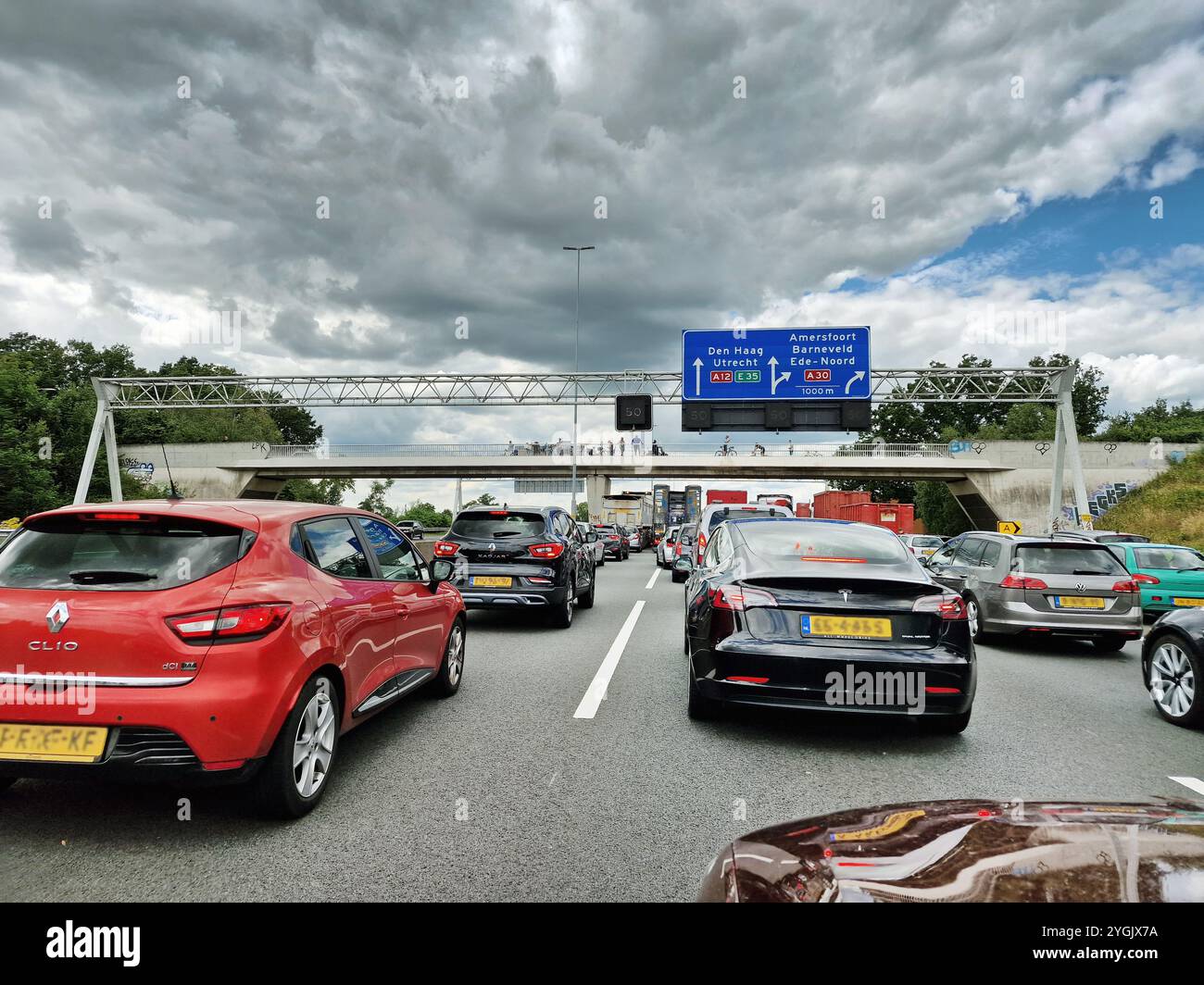 traffic jam on the motorway, Netherlands Stock Photo - Alamy