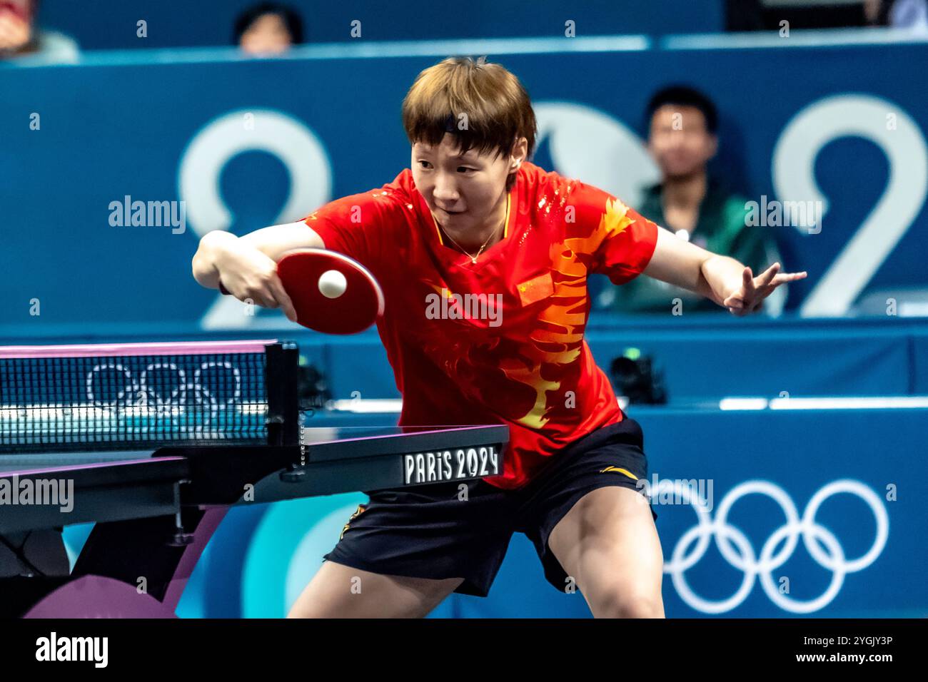 Table tennis – women's team gold medal singles match. Wang Manyu (CHN ...