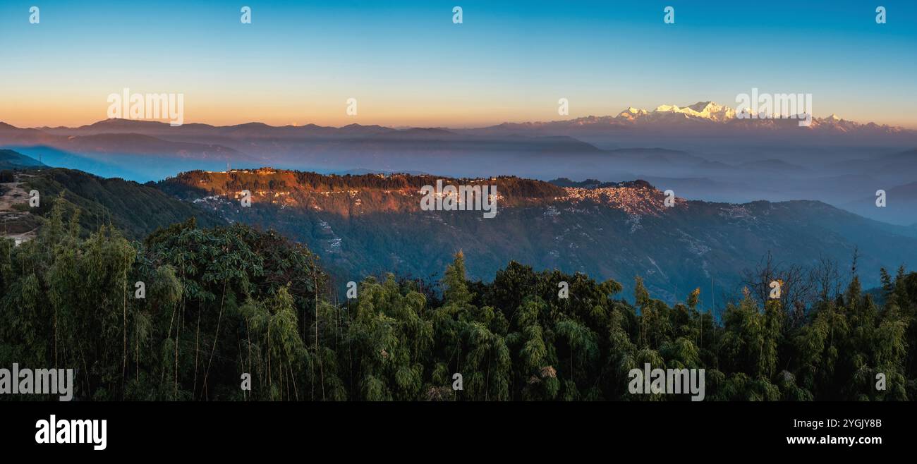Darjeeling in the Himalayas, North India, view of mountains and tea ...
