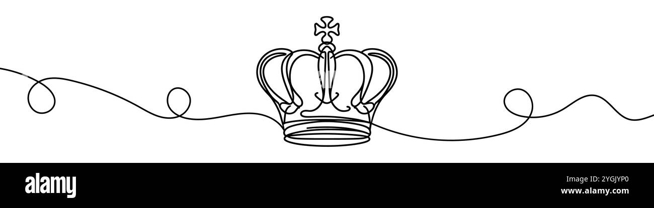 Continuous line drawing of a royal crown. Minimalist vector ...