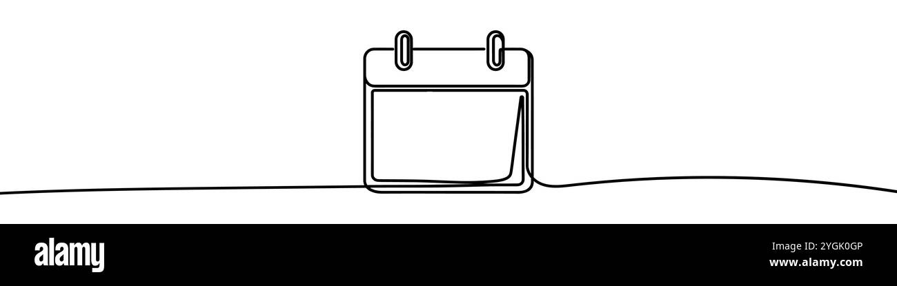 One continuous line illustration of a calendar, isolated on white ...