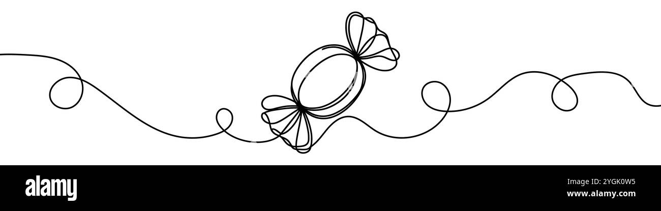 One continuous line illustration of a candy, isolated on white ...
