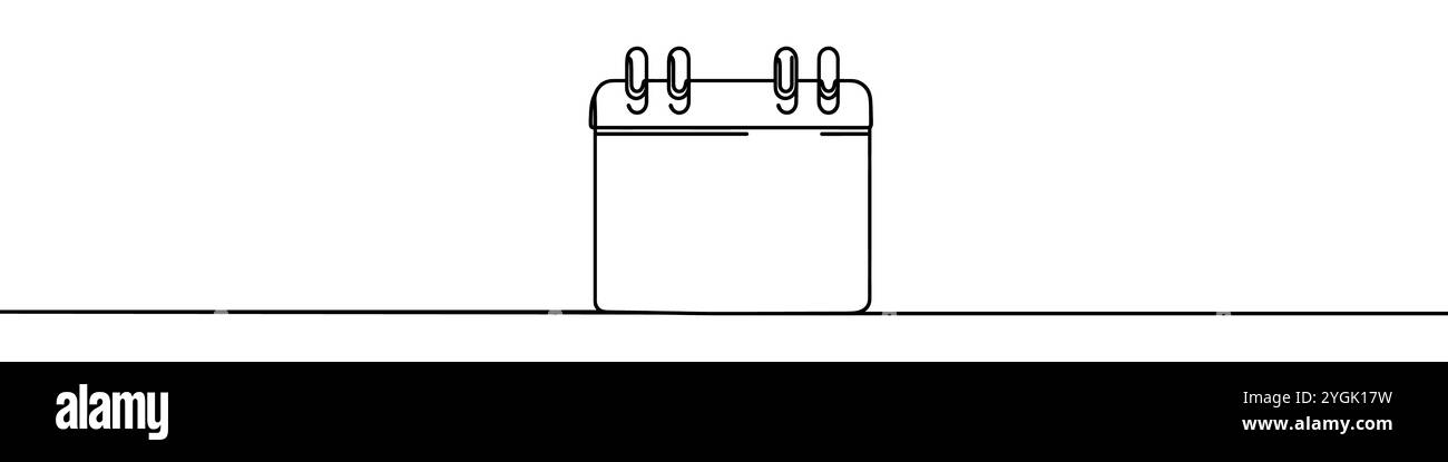One continuous line illustration of a calendar, isolated on white ...