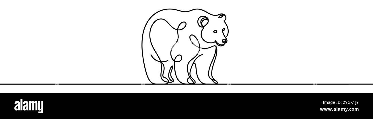 One continuous line illustration of a bear. Line art of bear Stock ...