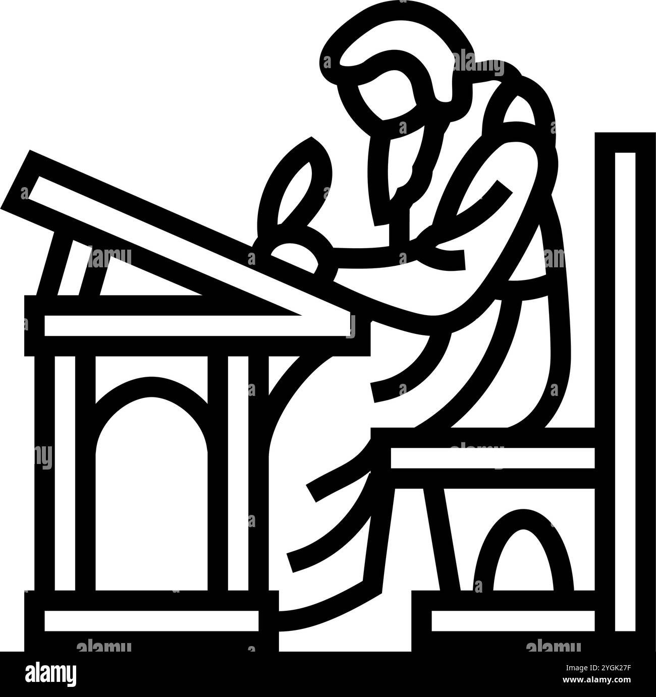 monk scribe byzantine line icon vector illustration Stock Vector Image ...