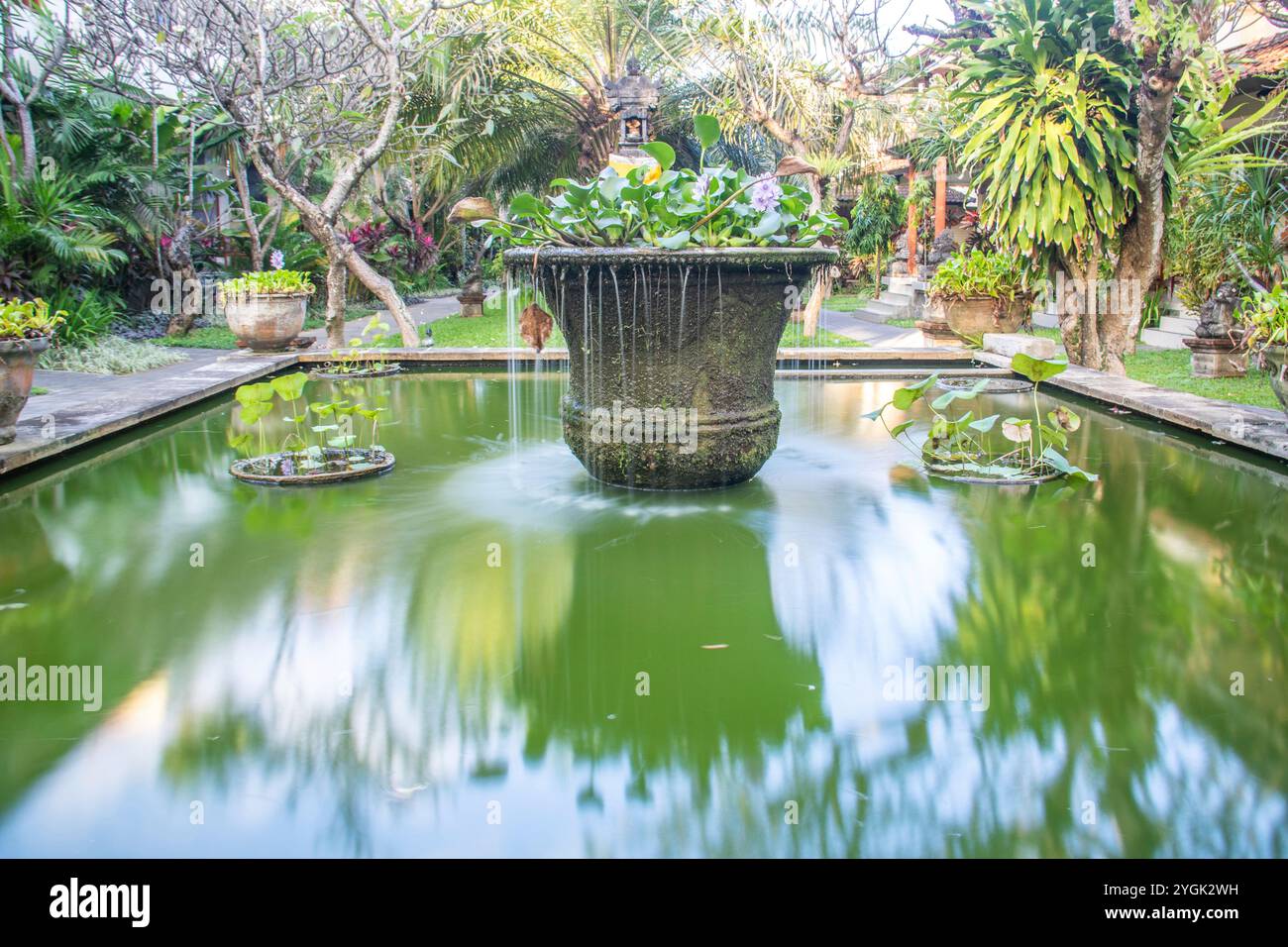 Garden and hotel complex on a tropical island. Beautiful plants in ...
