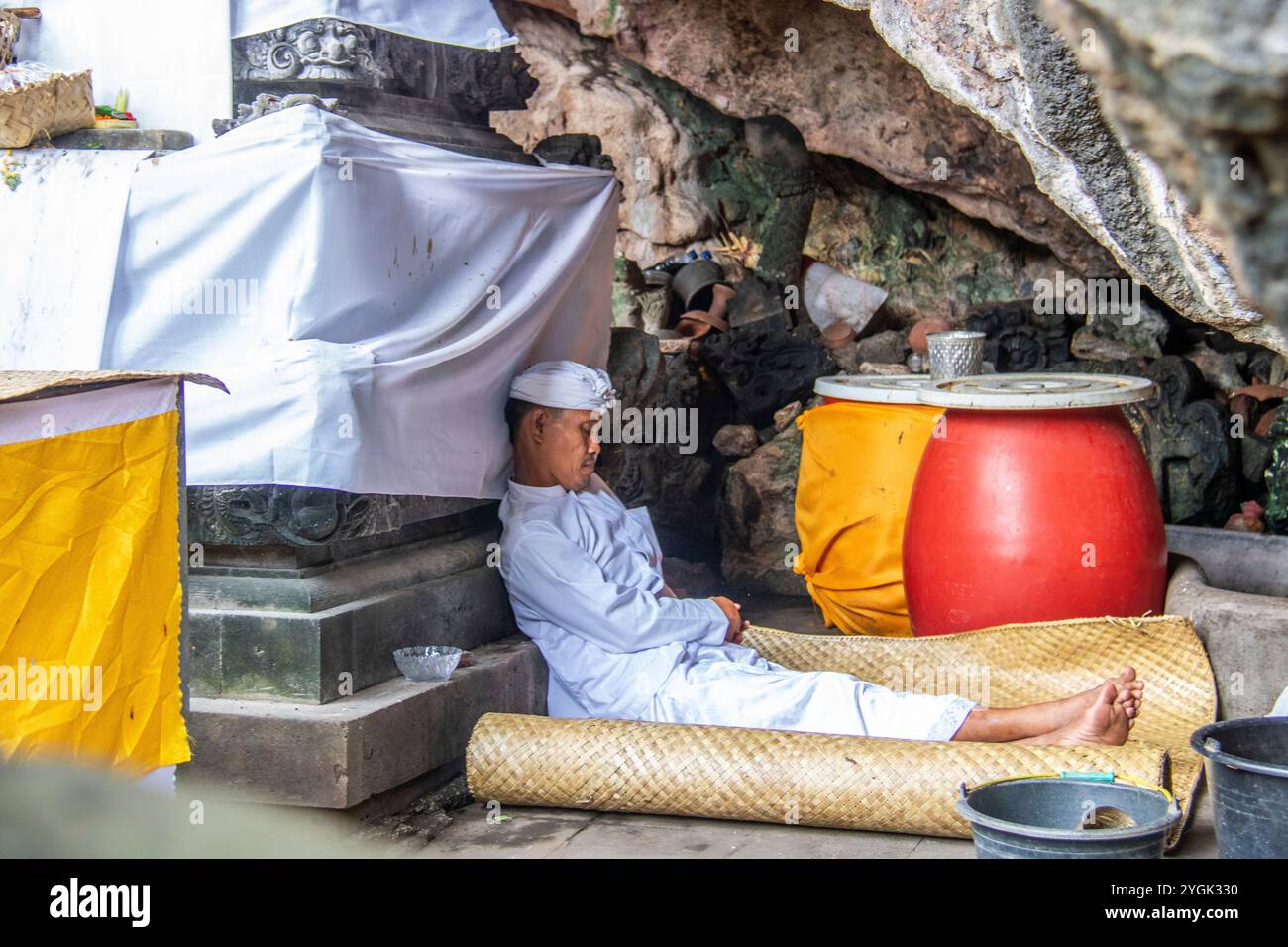Temple complex of the Hindu faith. Lava stone temple in front of a ...