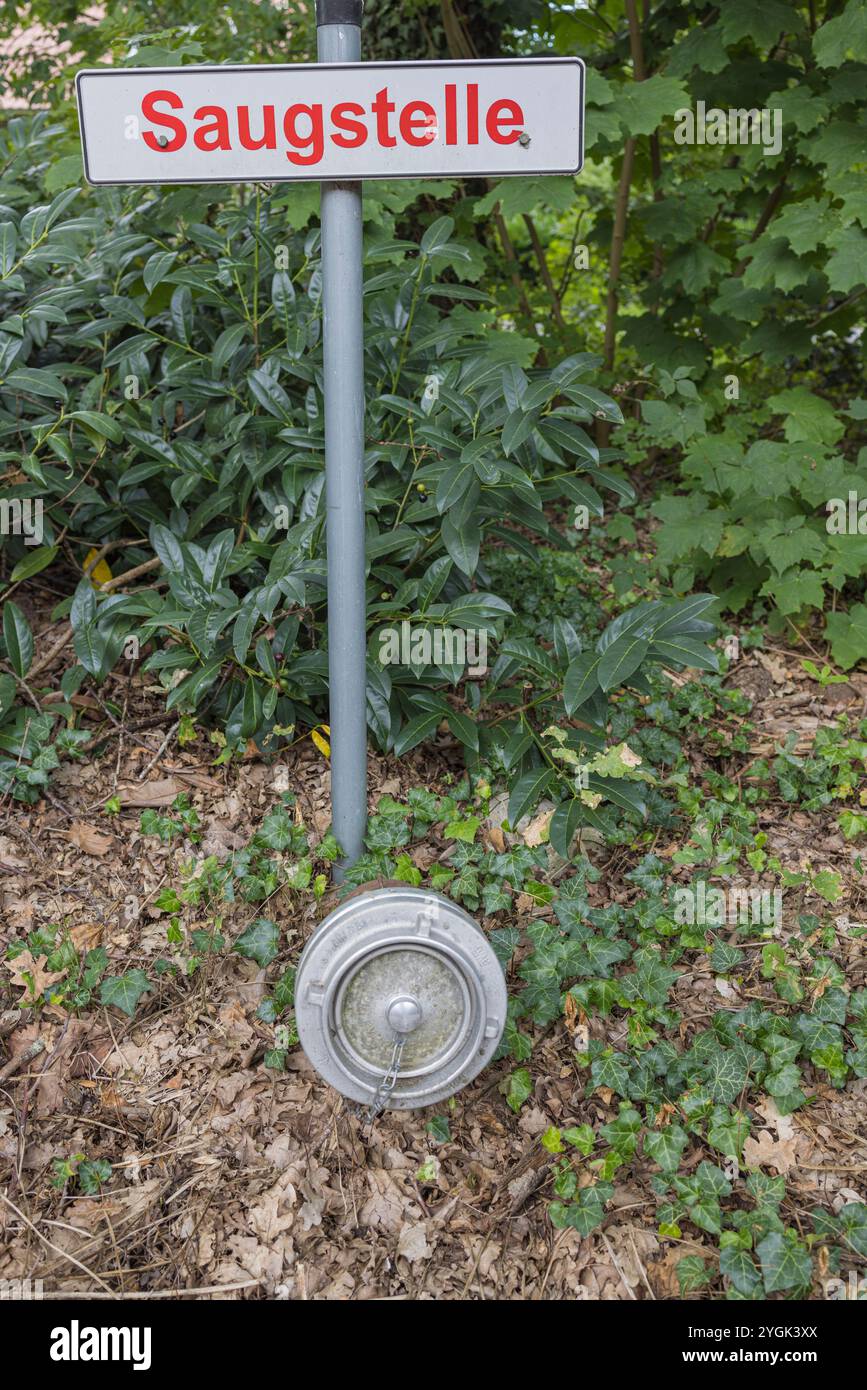 Sign indicating a suction point for the fire department at a body of ...