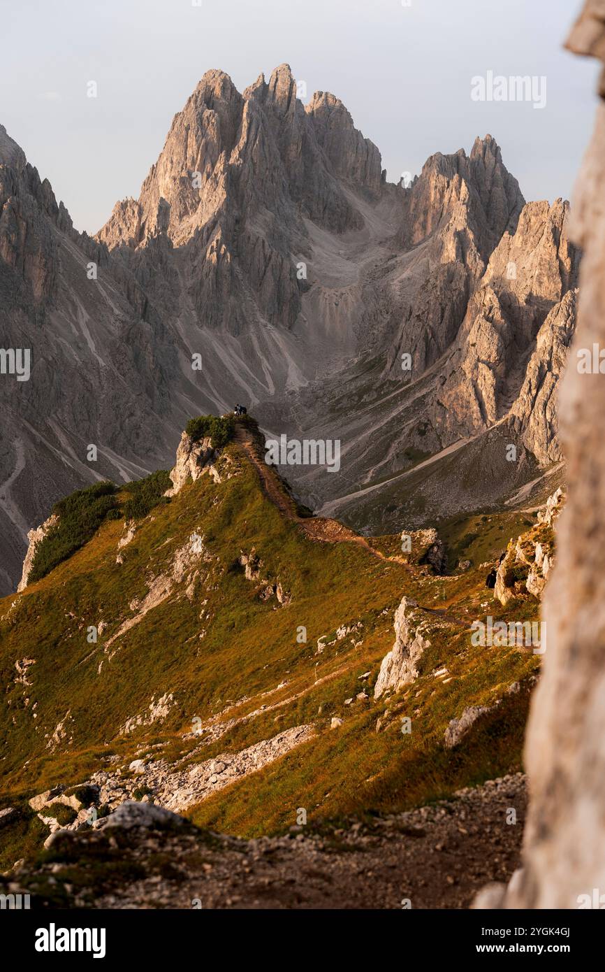 The famous Cadini di Misurina photo spot in South Tyrol in the warm ...