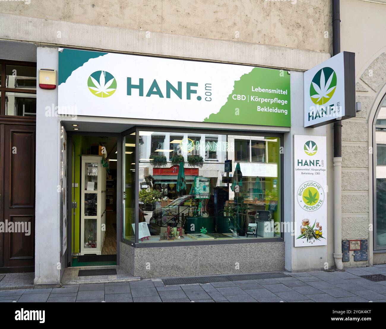 Germany, Bavaria, Munich, retail, store for hemp products, cannabis ...