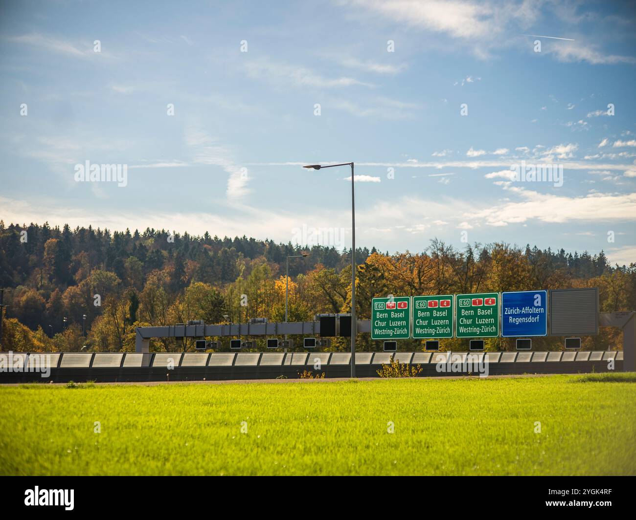 Field, highway, signs, signs Stock Photo - Alamy