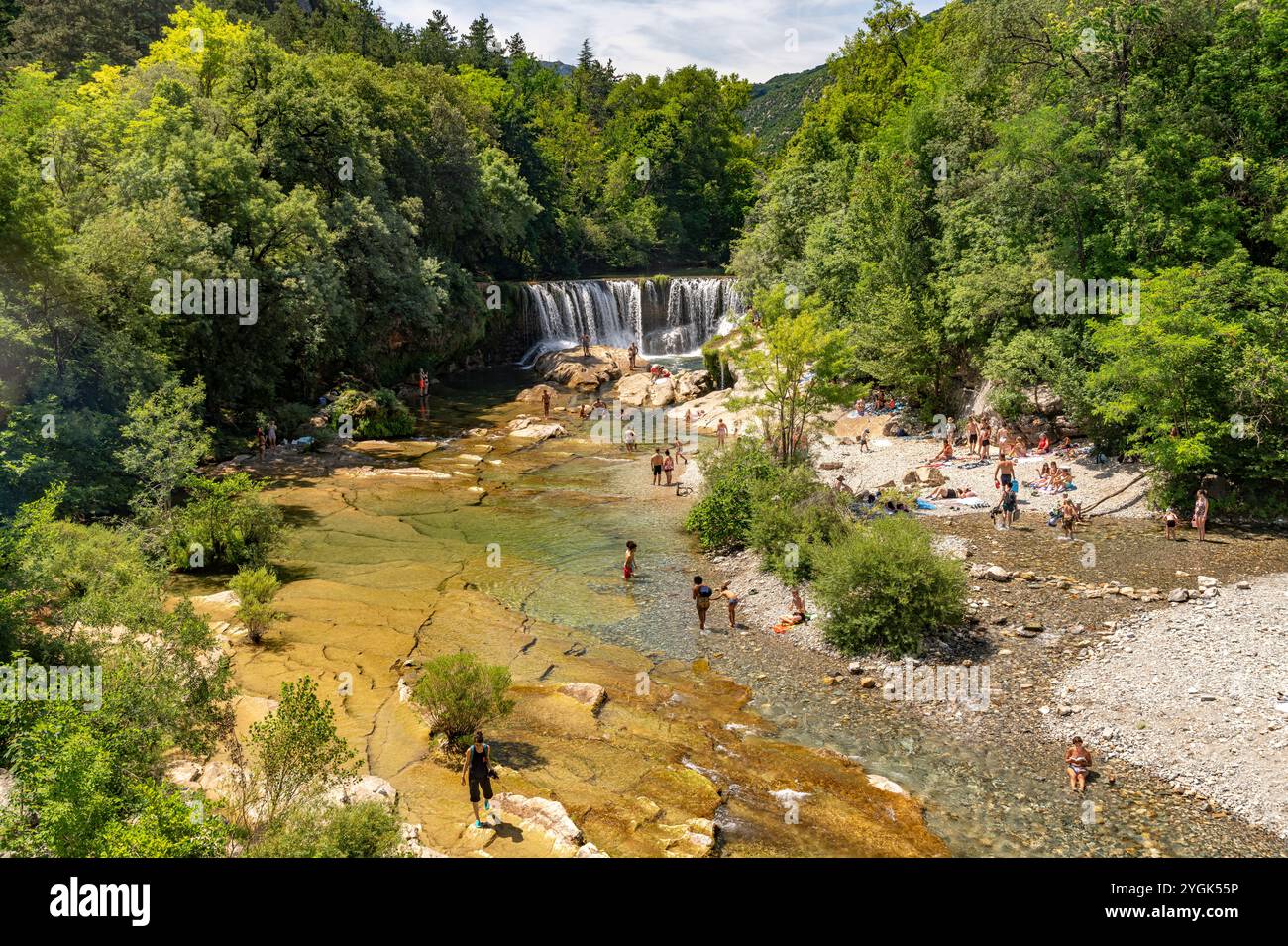 Cascade de la Vis waterfall on the River Vis near Saint-Laurent-le ...