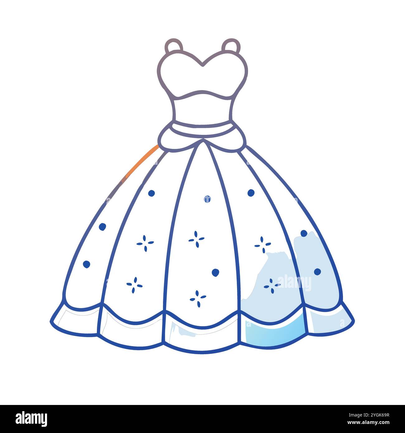 simple vector illustration of a ball gown , in a simple and clean style ...