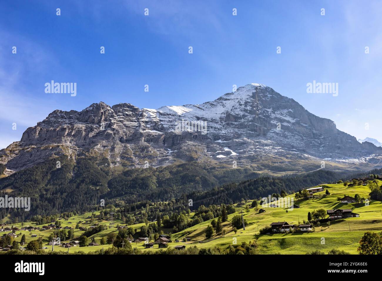 View from the Grindelwald valley to the north face of the Eiger in ...