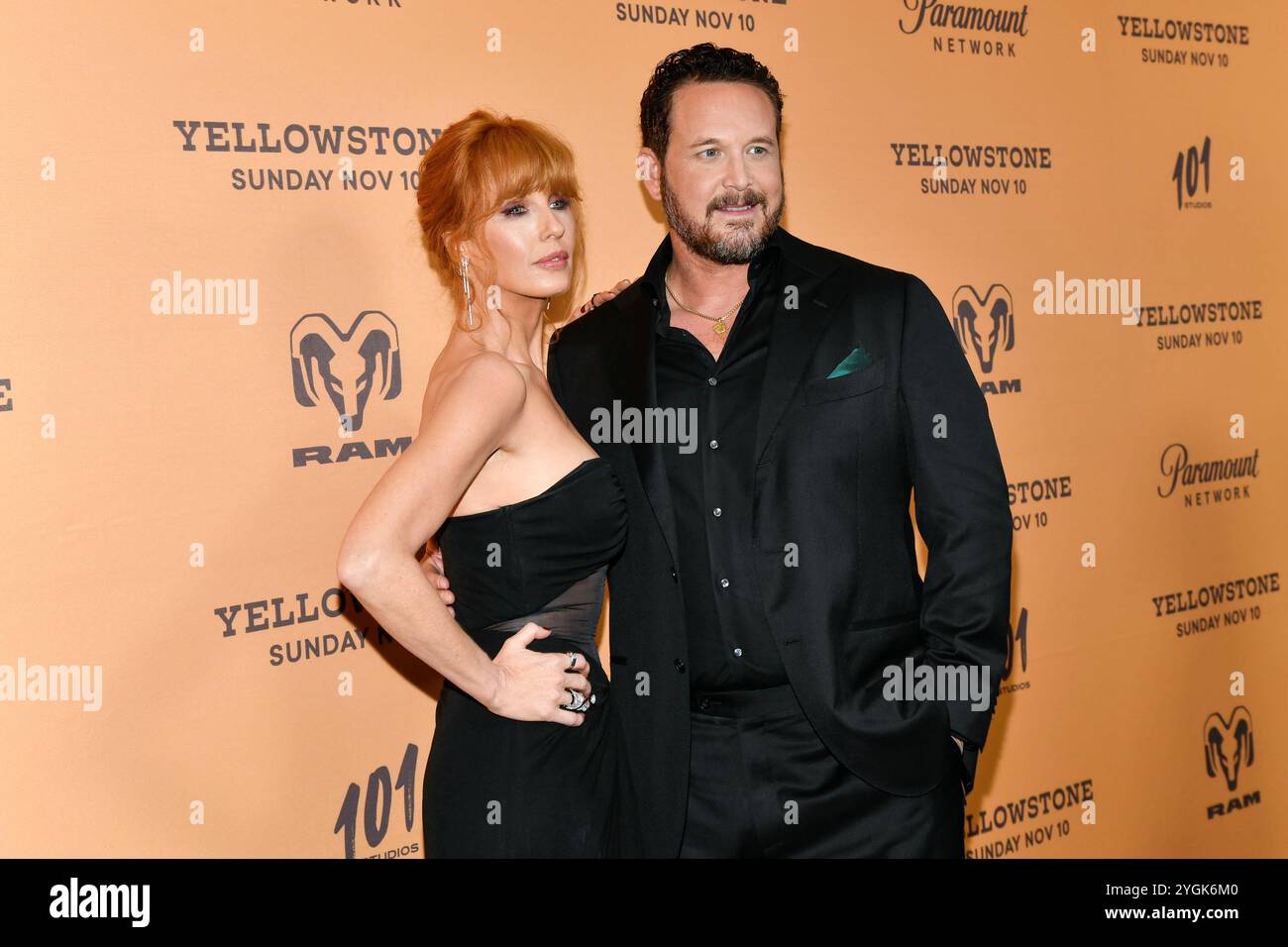 Kelly Reilly, left, and Cole Hauser attend the premiere of Paramount's ...