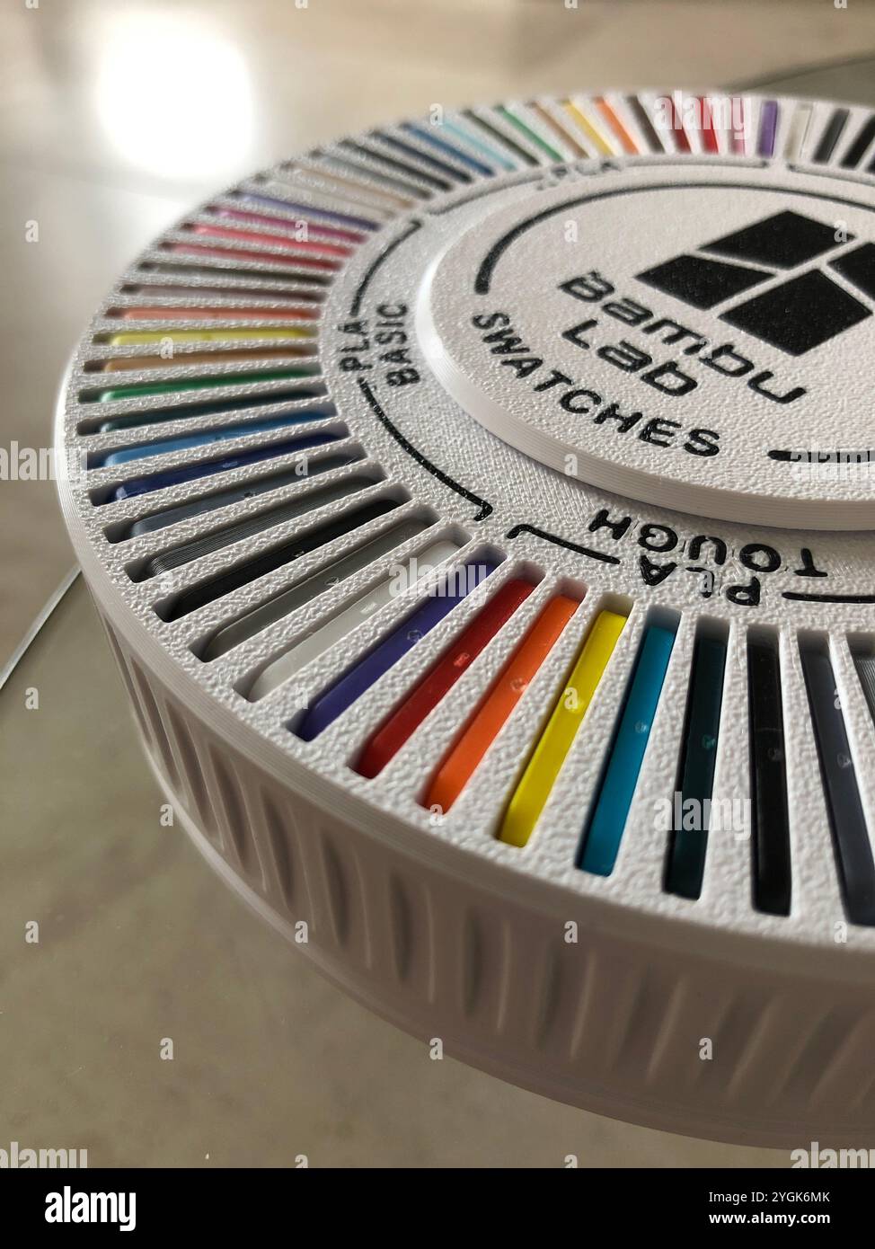 A selection of swatches for a 3D printer arranged in a circular ...