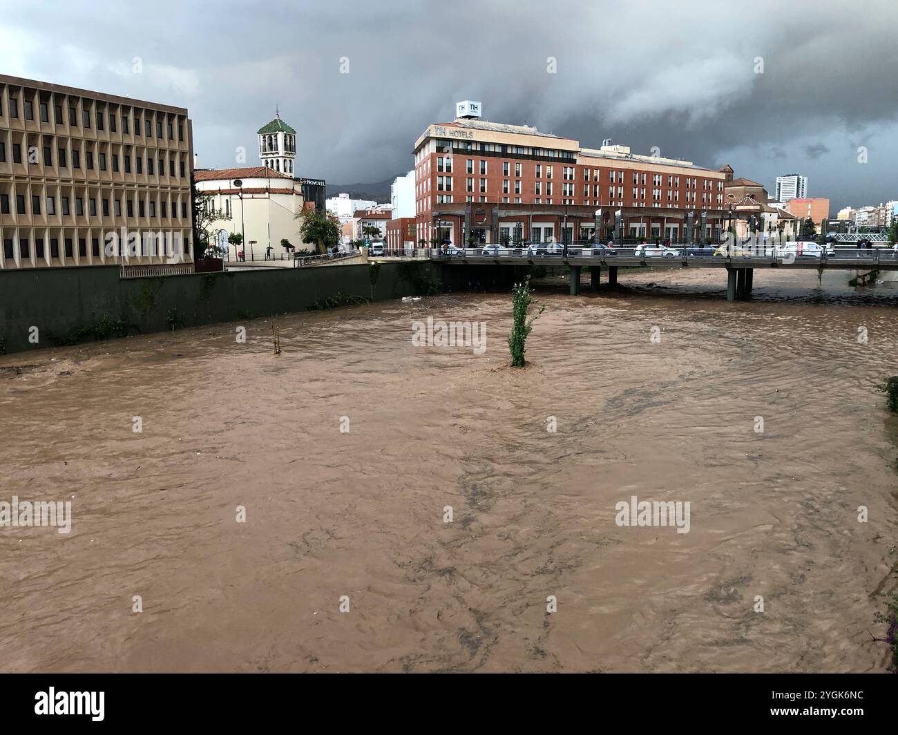 Malaga, Andalusia, Spain - October 29, 2024: The Guadalmedina river ...