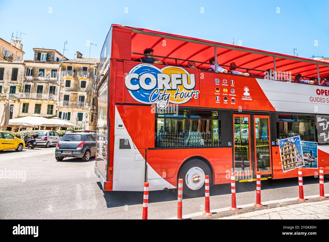 Corfu Greece,Old Town Kerkyra Palaio Poli,red Corfu City Tours double ...