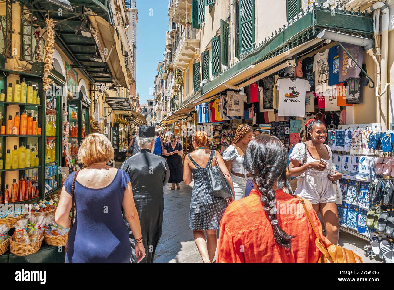 Corfu Greece,Old Town Kerkyra Palaio Poli,Agiou Spiridonos Street,man ...