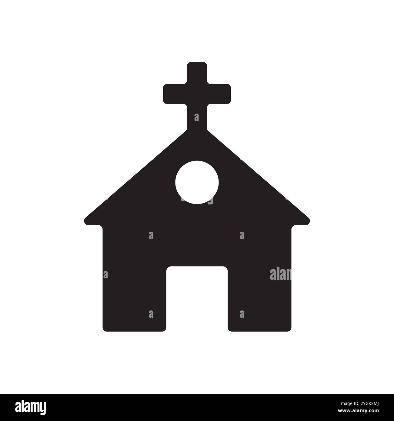 Church icon. Simple religious building. Cross on roof symbol. Vector ...