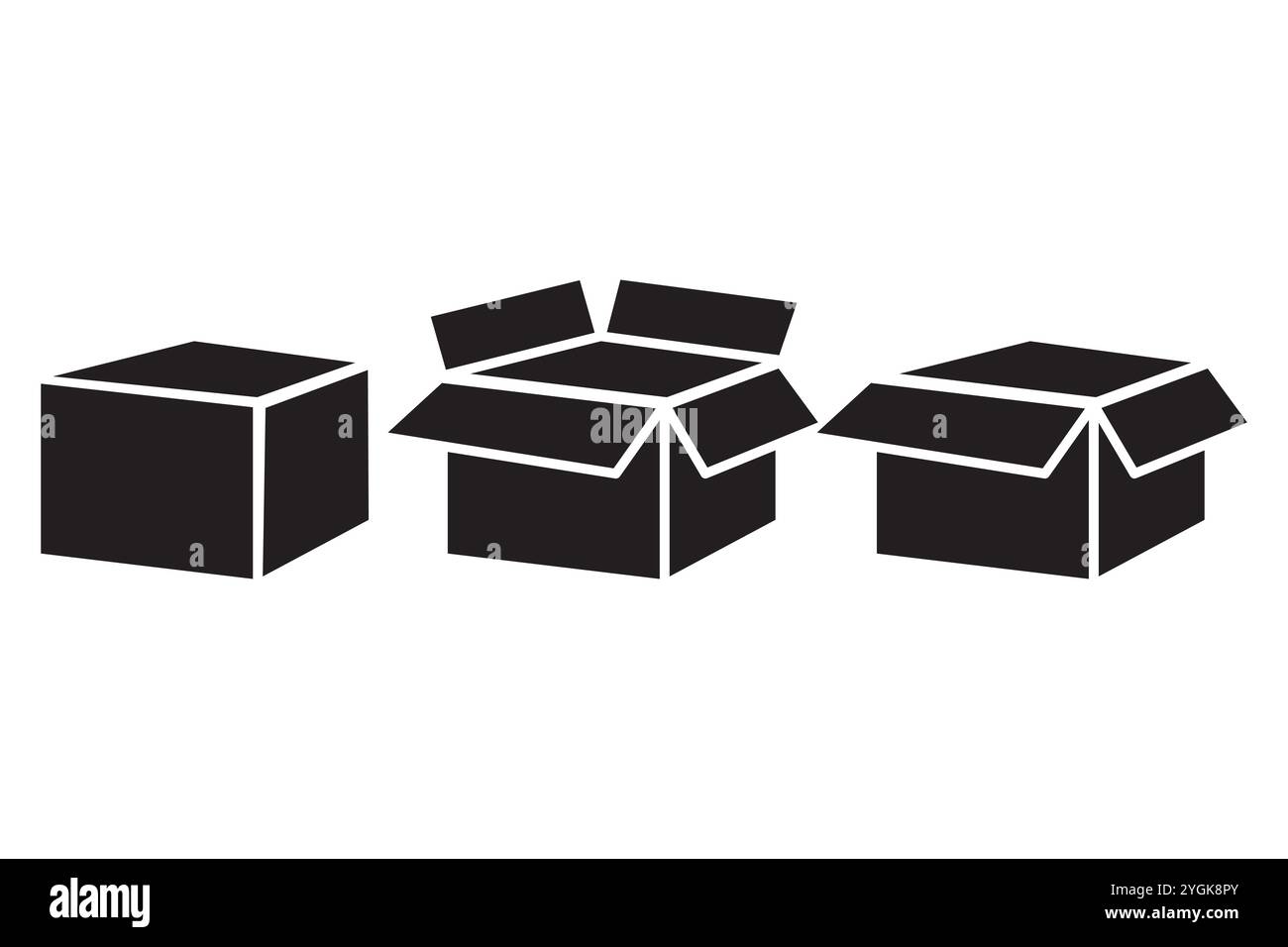 Box icon. Open and closed boxes. Packaging symbol set. Vector ...
