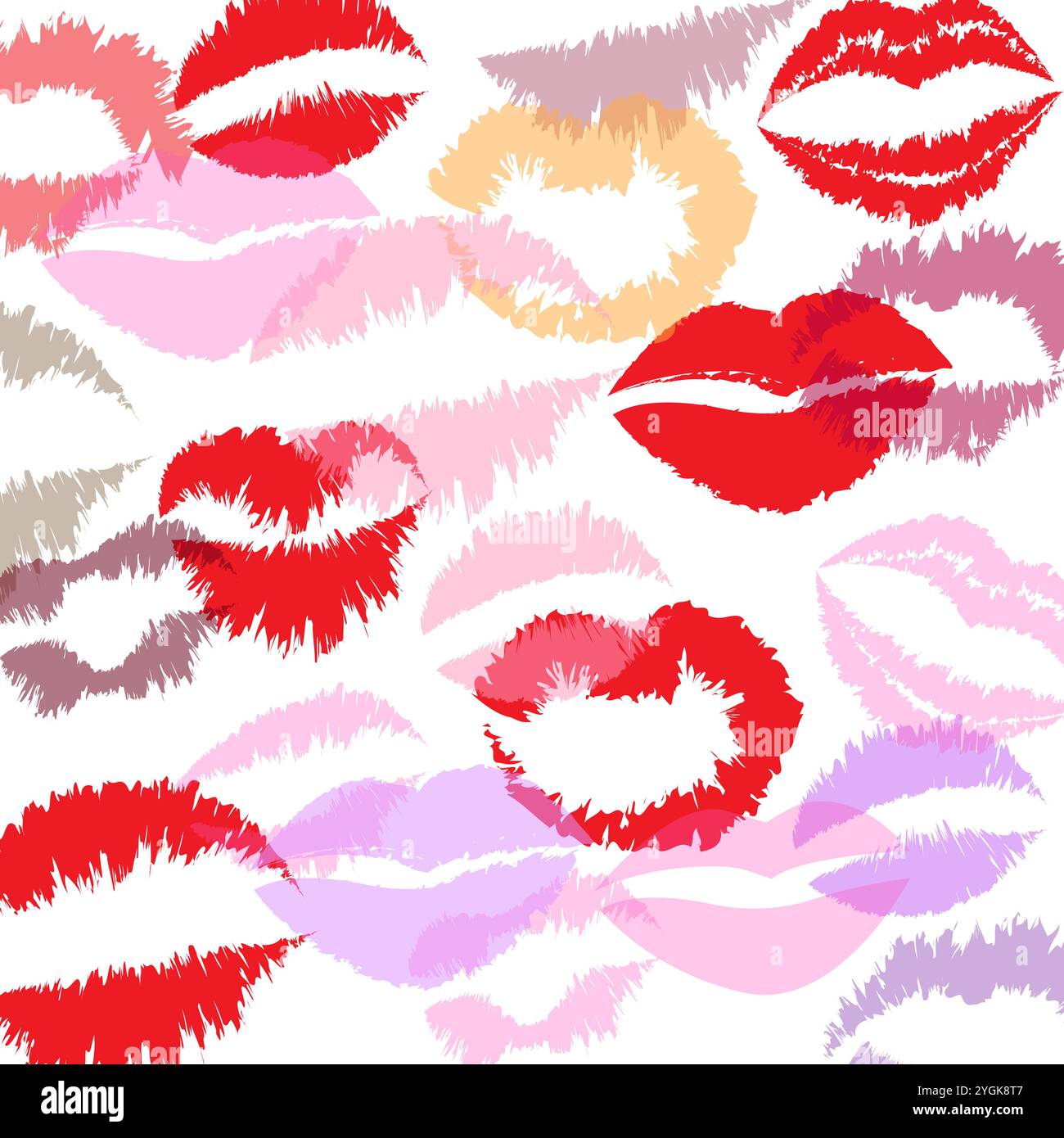 Lip prints pattern. Colorful kisses. Romantic symbol collection. Vector background Stock Vector ...