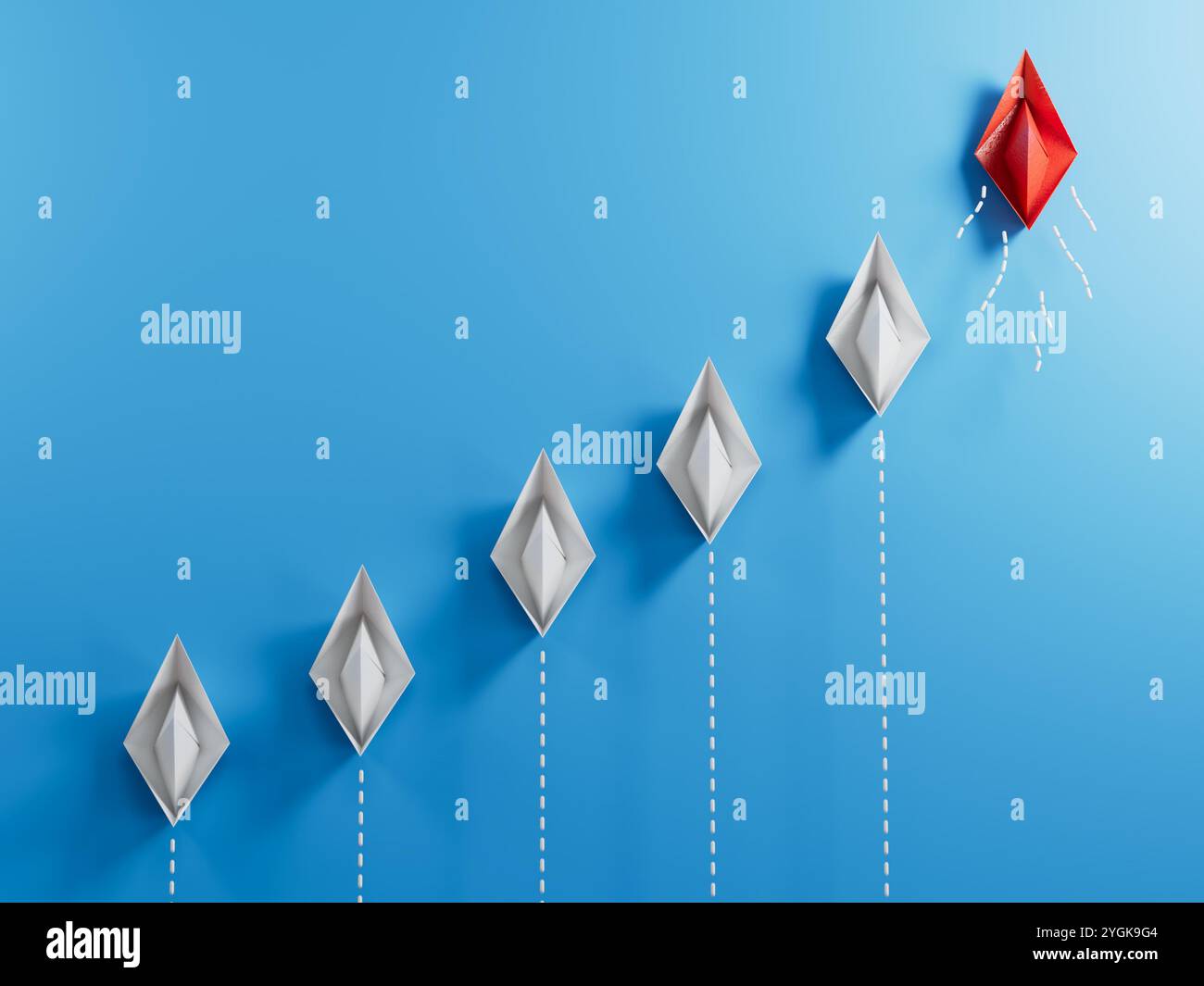 Business competitor advantage of paper boat in new direction ...