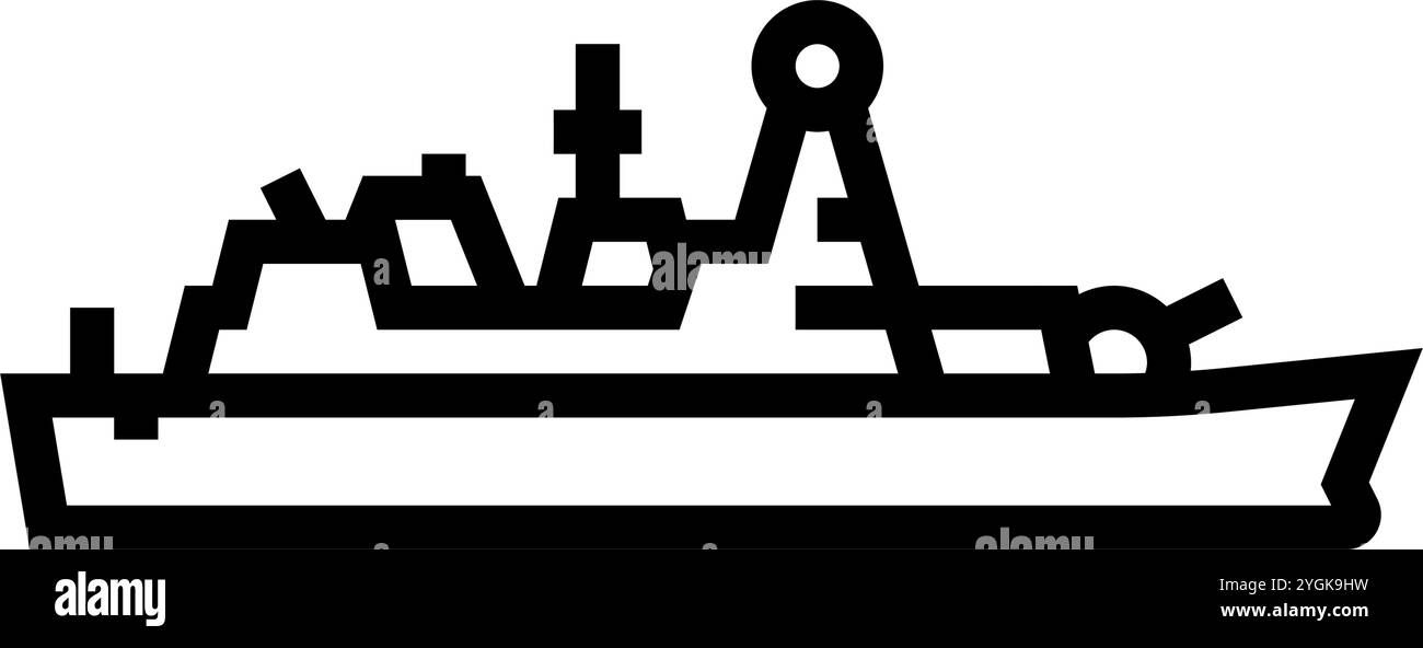 naval destroyer ship line icon vector illustration Stock Vector Image ...