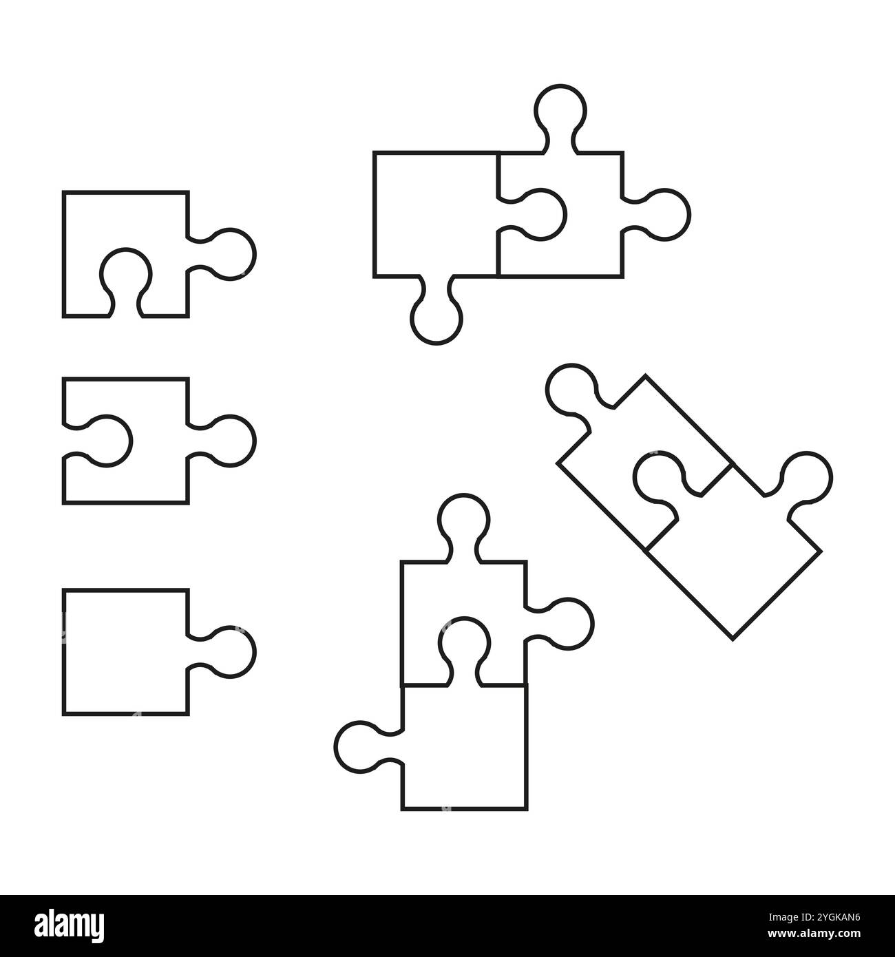 Puzzle piece icon. Jigsaw vector shape. Fitting part symbol. Game ...