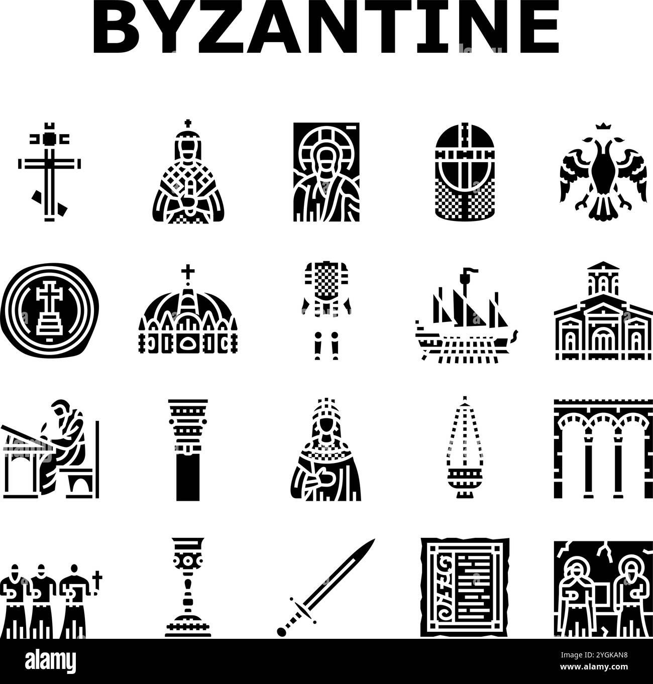 byzantium empire justinian icons set vector Stock Vector Image & Art ...
