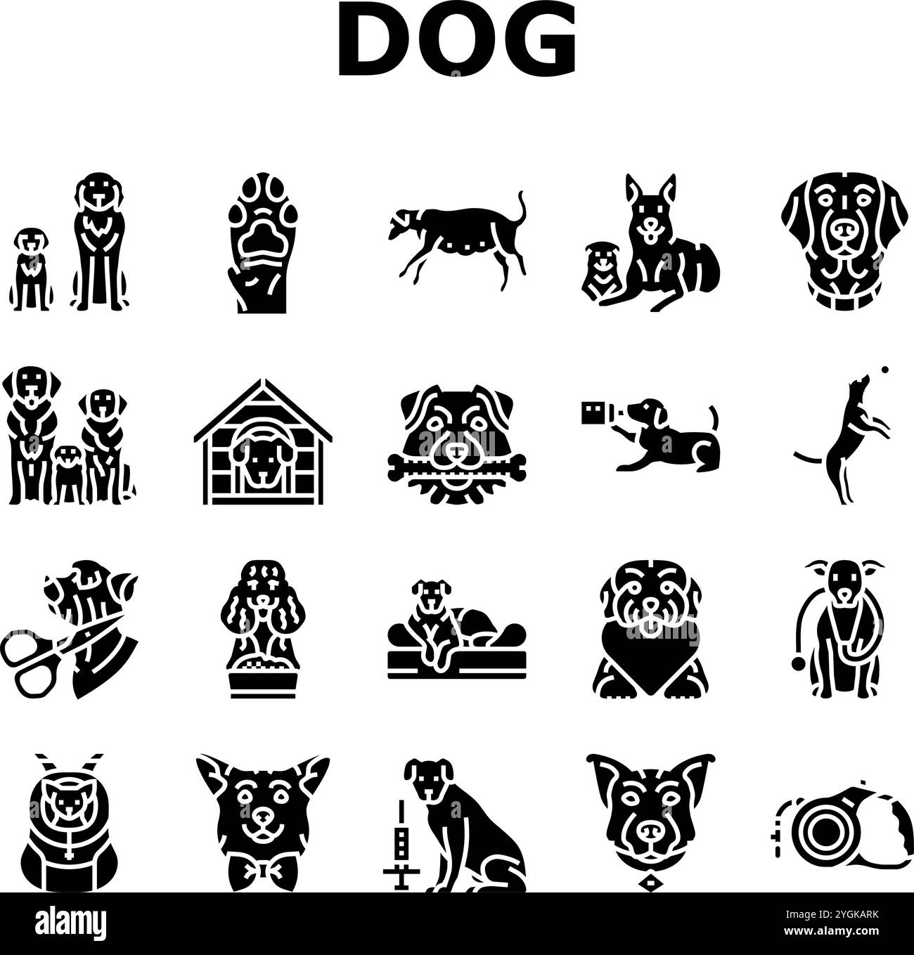 dog breeding genetics pedigree icons set vector Stock Vector Image ...