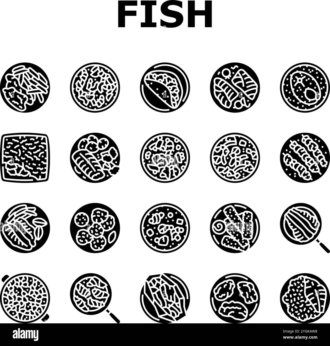 fish dishes icons set vector Stock Vector Image & Art - Alamy