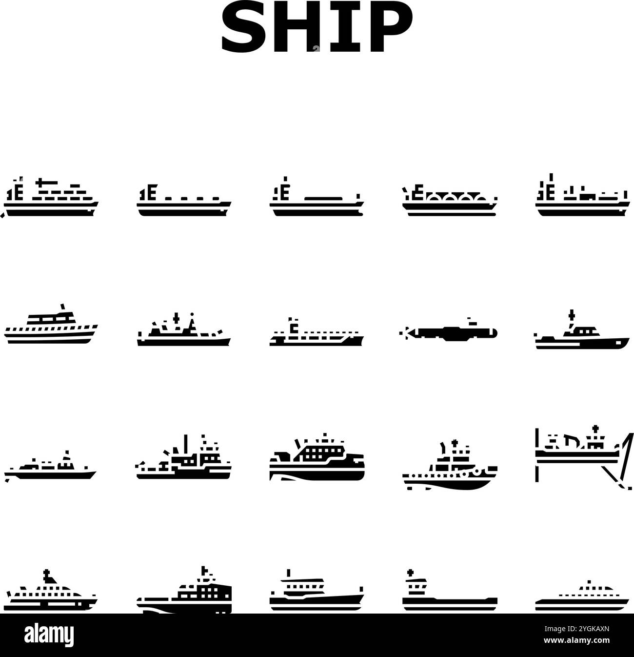 ship cargo maritime navigation icons set vector Stock Vector Image ...