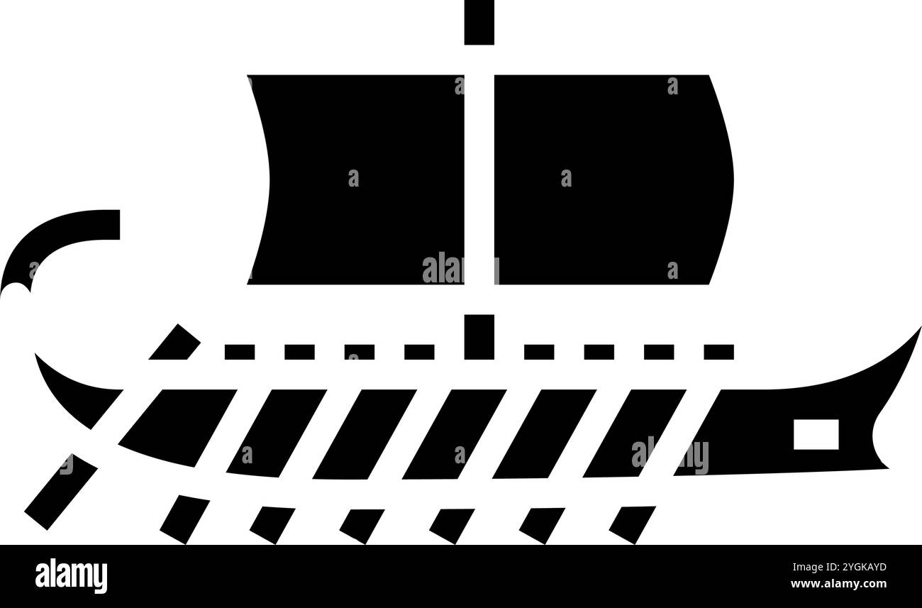 bireme ancient ship glyph icon vector illustration Stock Vector Image ...