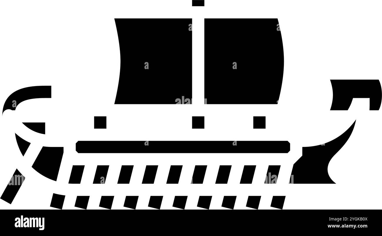 quinquereme ancient ship glyph icon vector illustration Stock Vector ...