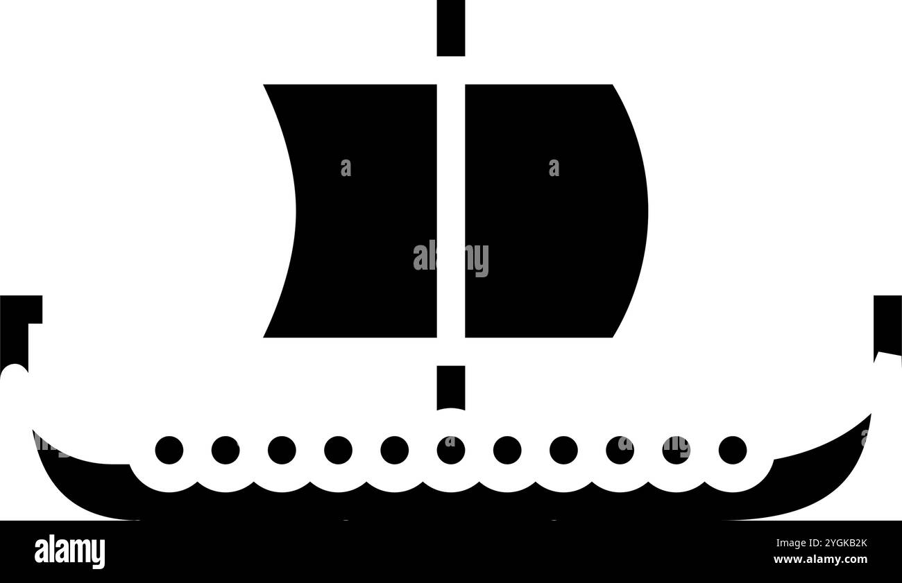 longship ancient ship glyph icon vector illustration Stock Vector Image ...