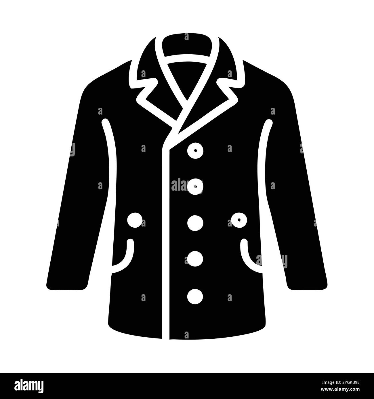 simple vector illustration of a double breasted coat , in a simple and ...
