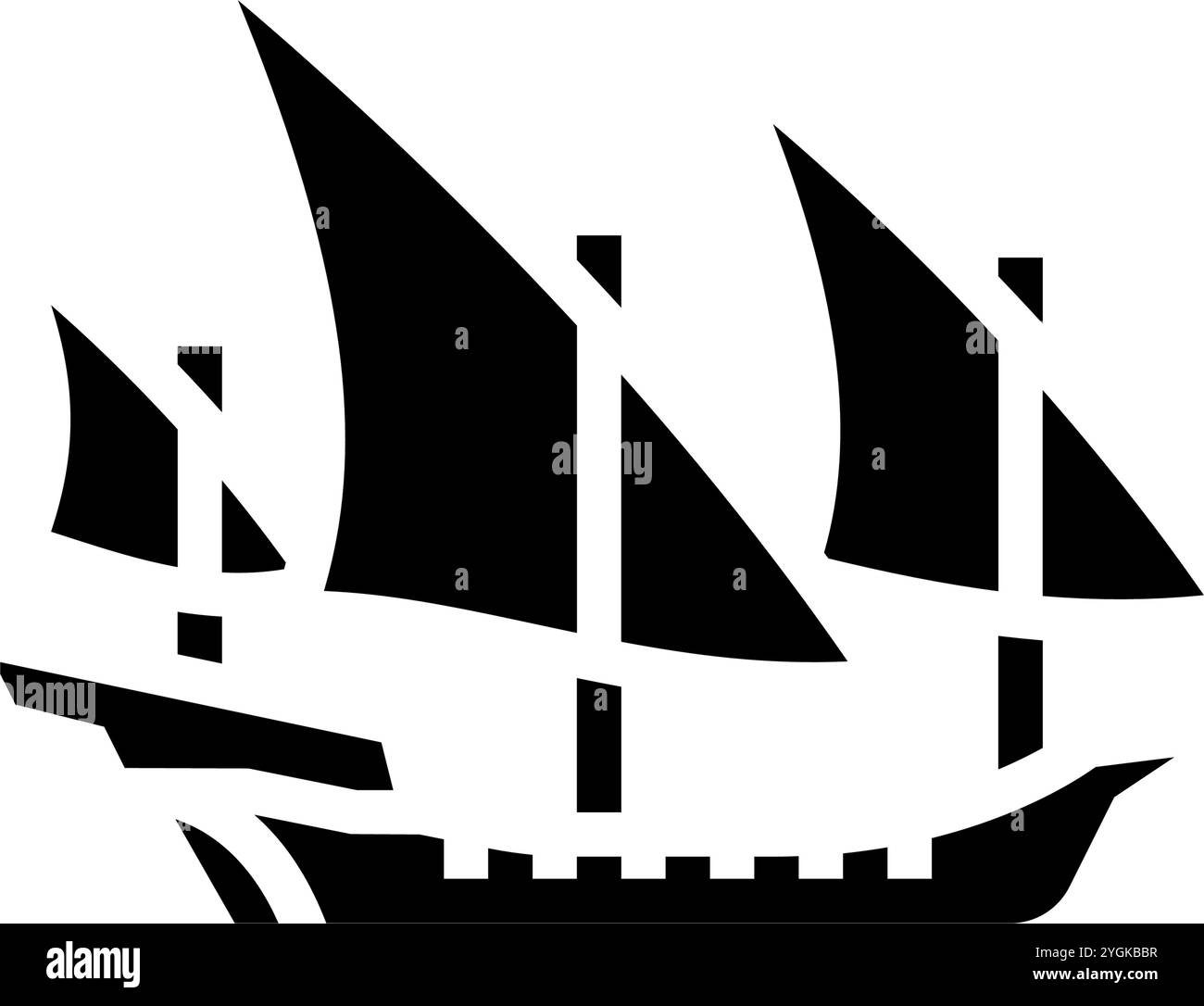 xebec ancient ship glyph icon vector illustration Stock Vector Image ...